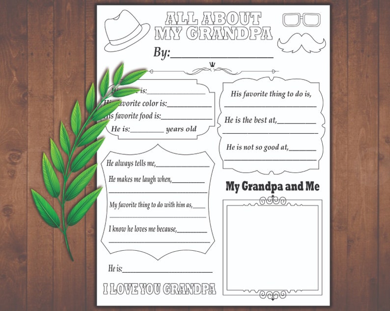 All About My Grandpa Printable Grandpa Day Activity Grand Dad ...