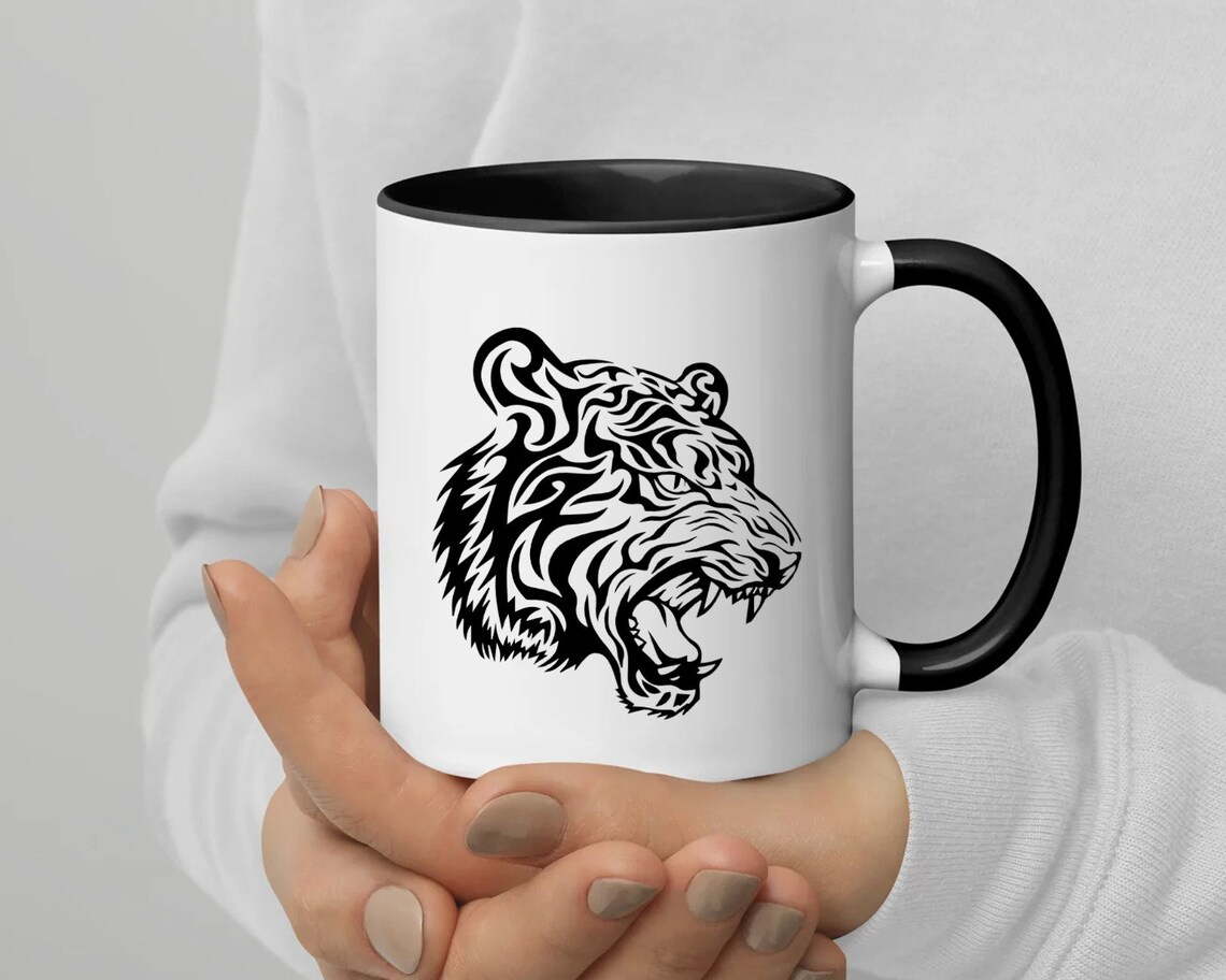 Tiger Head SVG Temporary Tattoo 3D Black Tiger Tattoo Sticker - Etsy