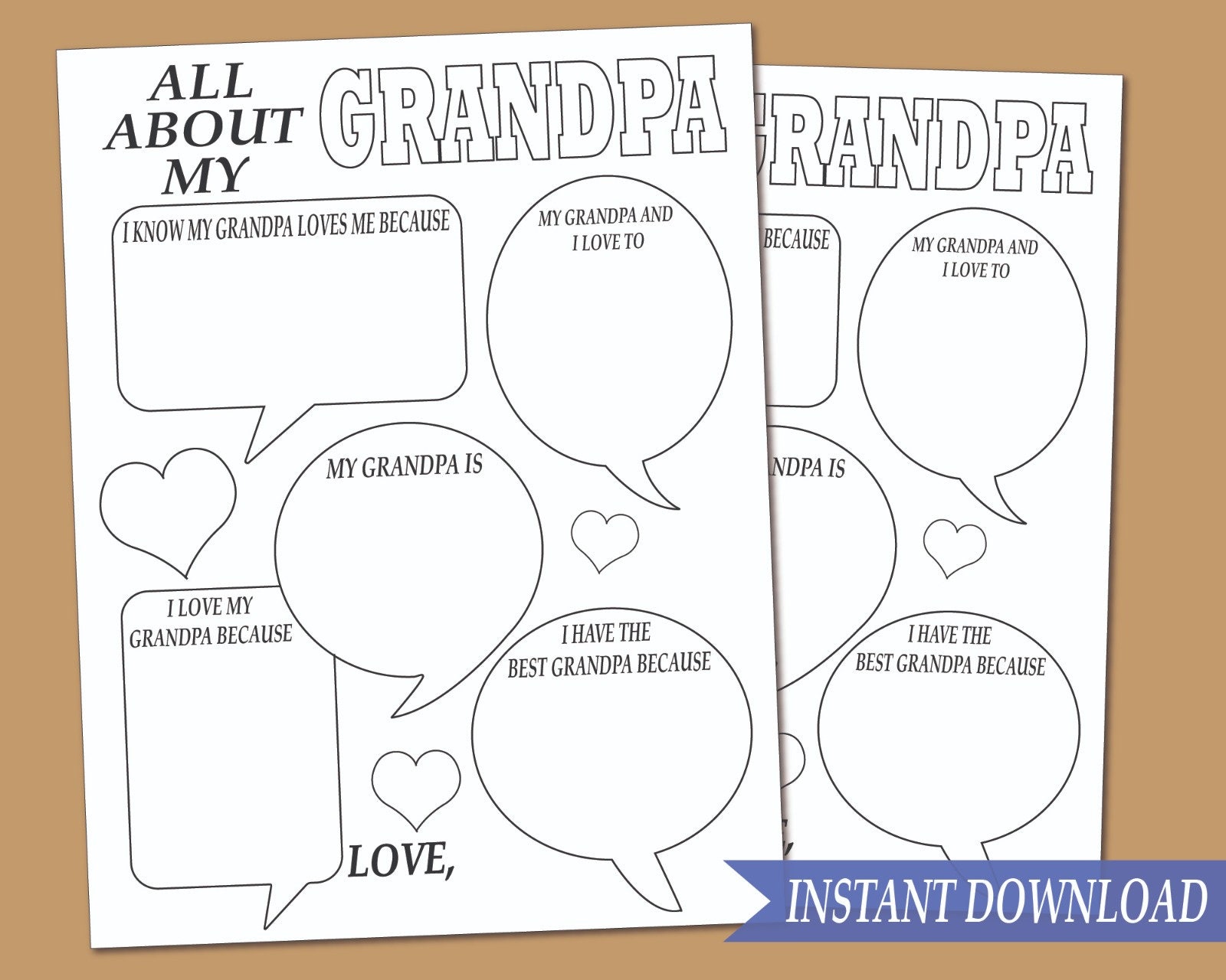 All About My Grandpa Printable Grandpa Day Activity Grand Dad ...