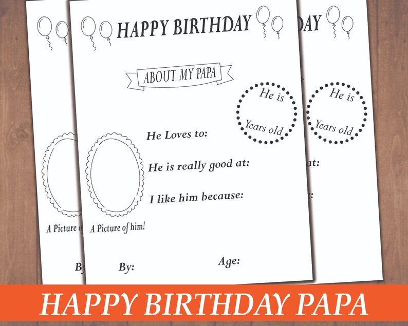 All About My Papa Printable Bundle Cards Papa Activity - Etsy