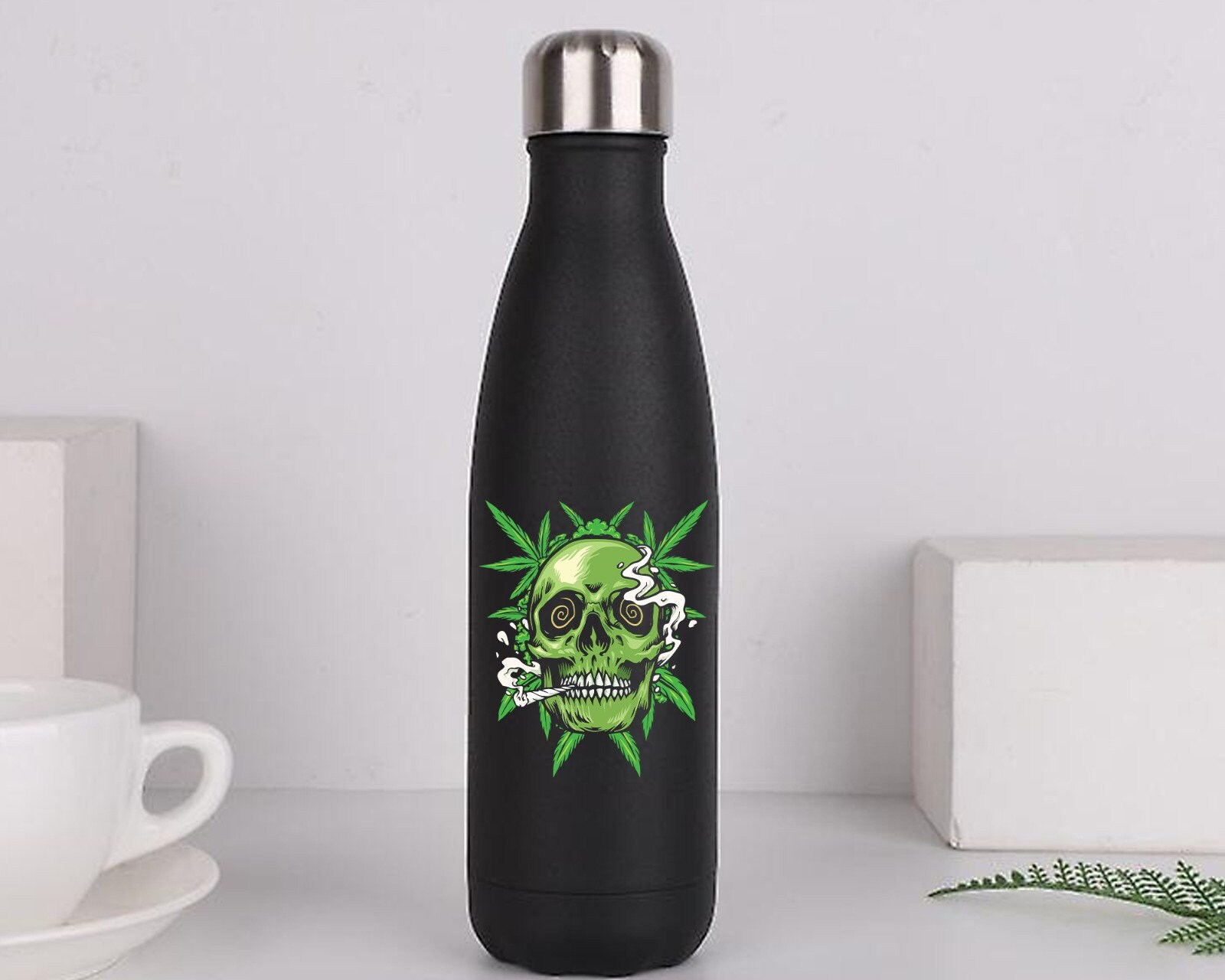 Spiral Eyed Skull Vector Art Skeleton Smoking Weed Marijuana Background ...