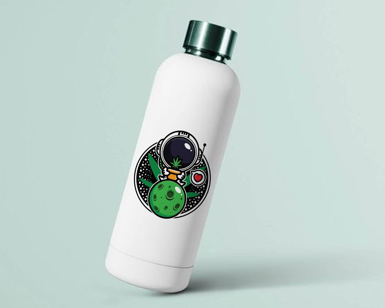 Astronaut on Weed-adorned Green Planet Astronaut Stoner Sticker Weed ...