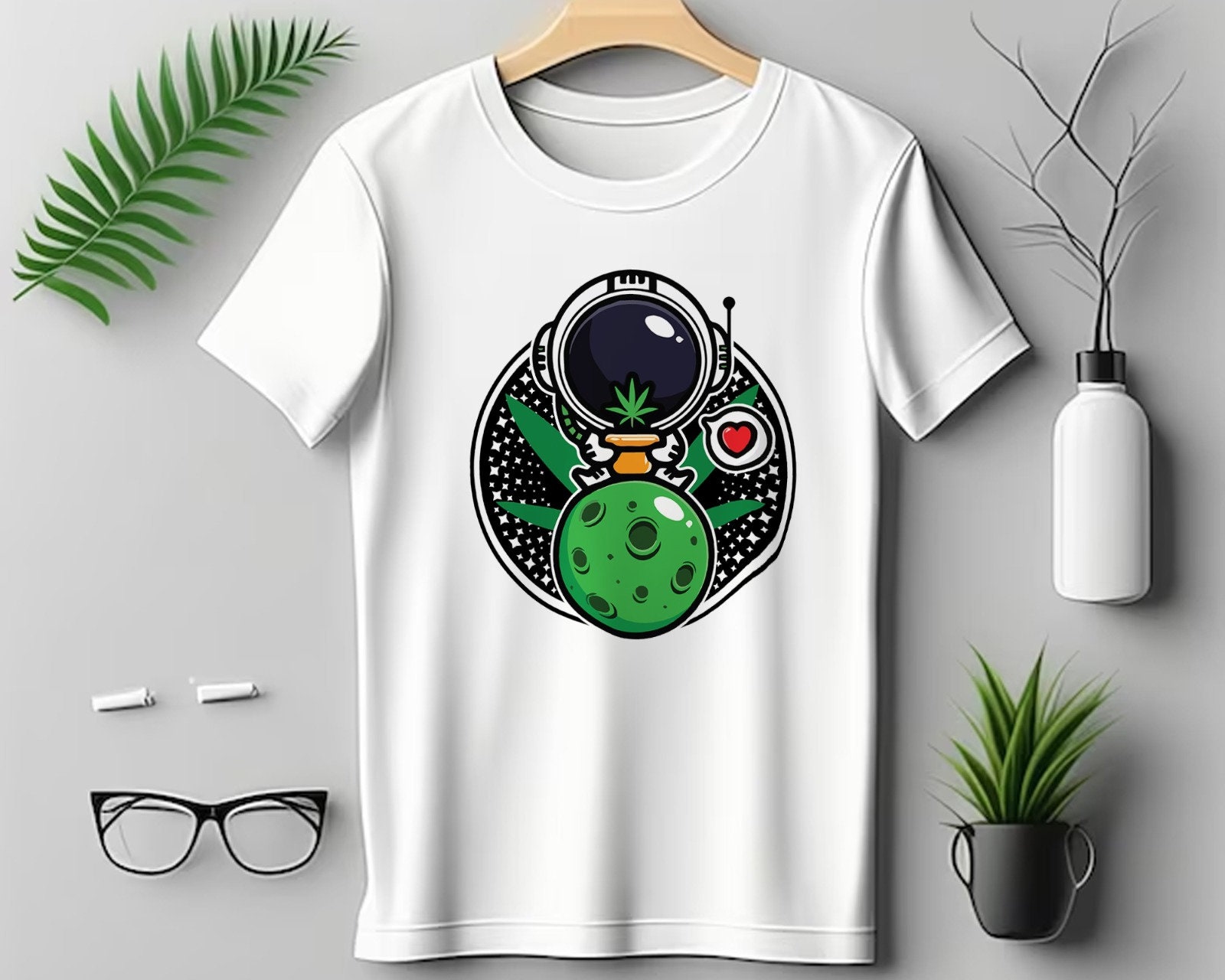 Astronaut on Weed-adorned Green Planet Astronaut Stoner Sticker Weed ...