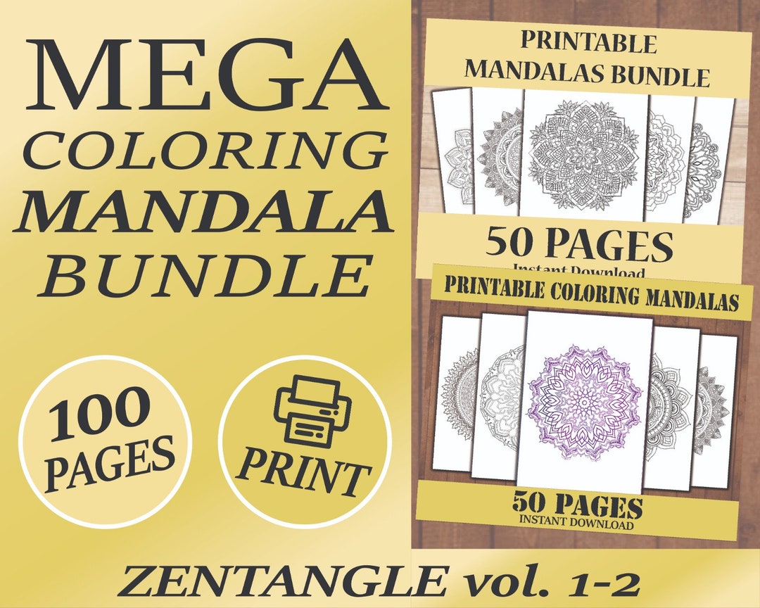 Bundle of 100 Printable Mandala Coloring Pages Sheet Mindful Colors ...