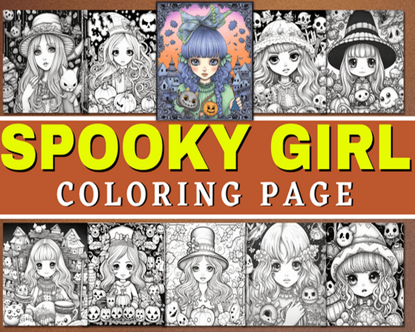 Spooky Girl Coloring Pages for Adults, Halloween Coloring Sheets ...