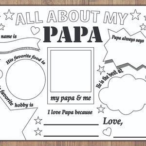 All About My Papa Printable Bundle Cards Papa Activity - Etsy