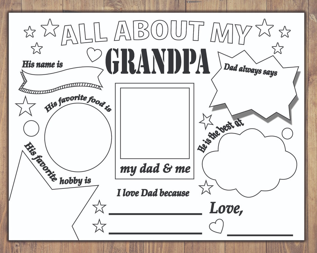 All About My Grandpa Day Bundle Cards, Fill in the Blank for Kids ...