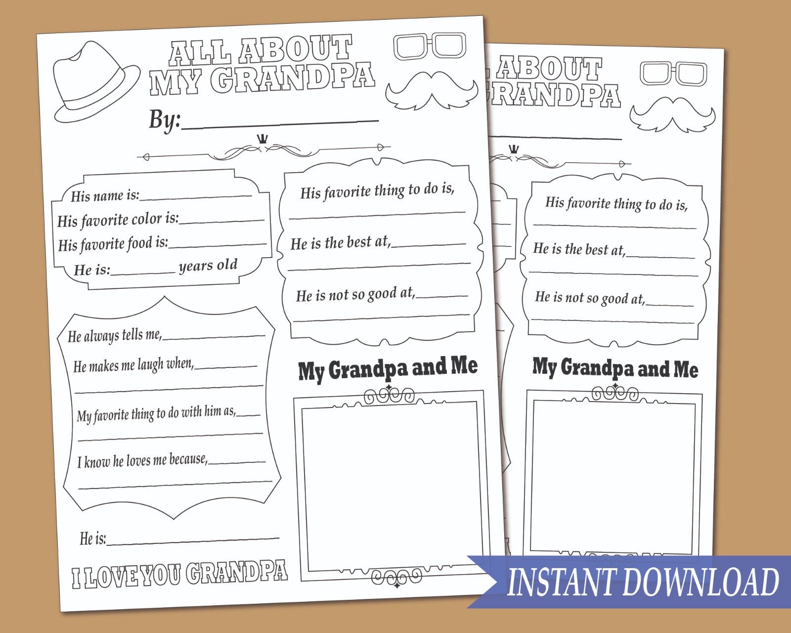 All About My Grandpa Printable Grandpa Day Activity Grand Dad ...