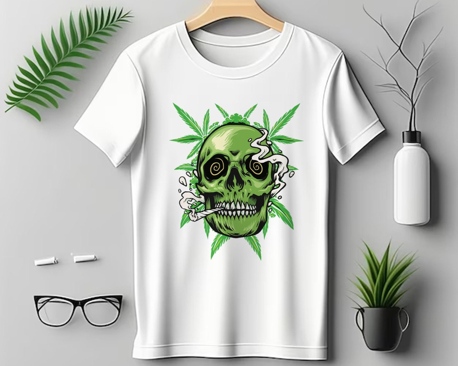 Spiral Eyed Skull Vector Art Skeleton Smoking Weed Marijuana Background ...