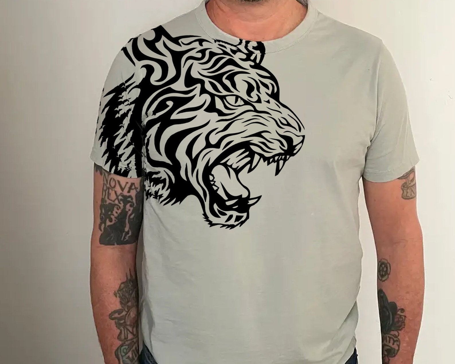Tiger Head SVG Temporary Tattoo 3D Black Tiger Tattoo Sticker - Etsy