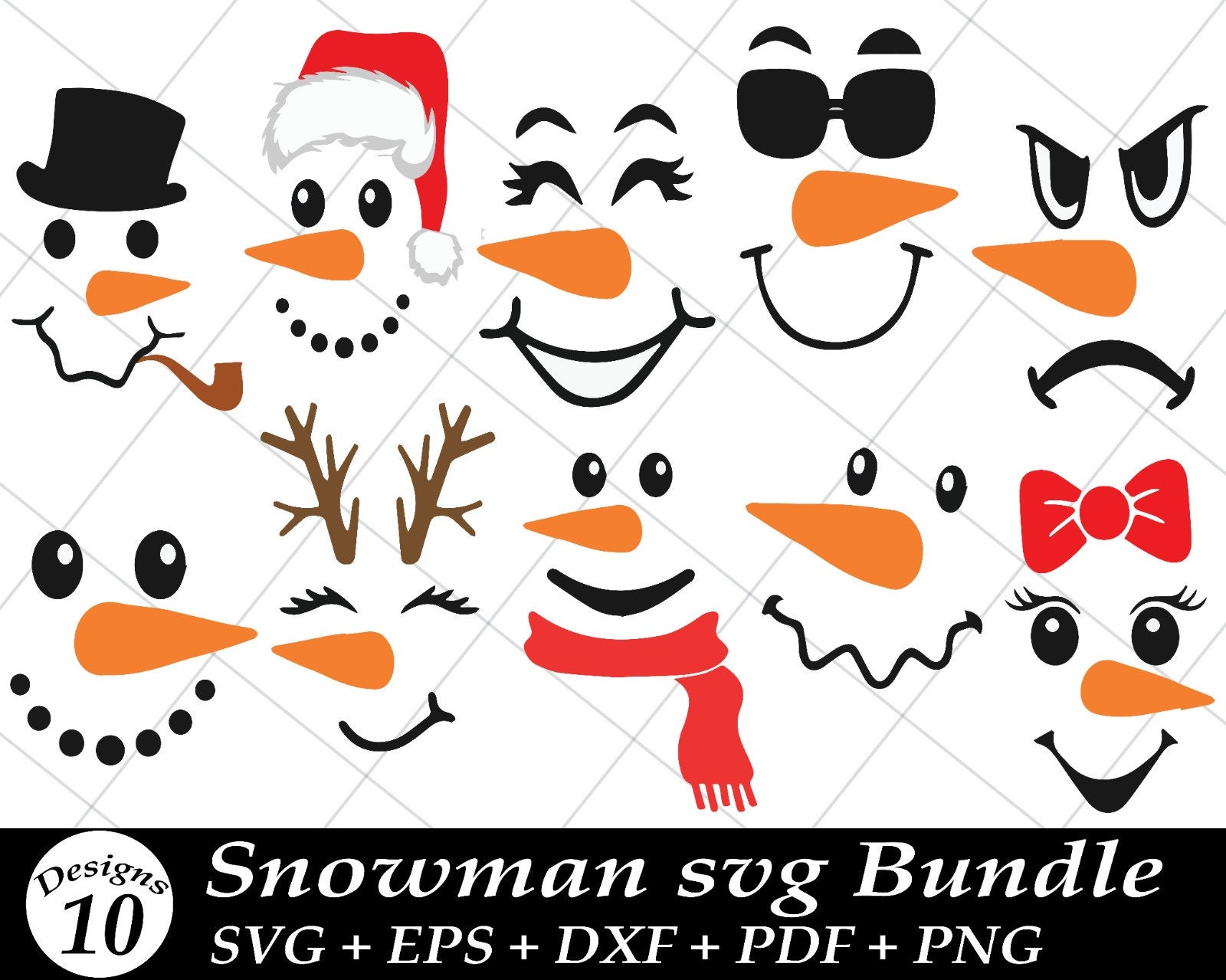 Snowman Svg, Cute Snowman Face SVG Lady & Man Face Boy Girl, Christmas ...