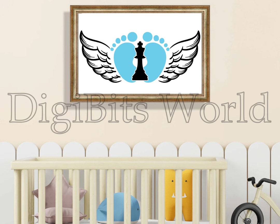 Baby Boy Footprint With Wings, Baby Footprint, Baby Boy Feet SVG, Baby ...