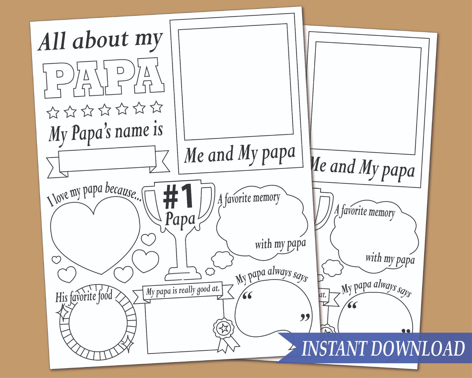 All About My Papa Printable Bundle Cards Papa Activity - Etsy