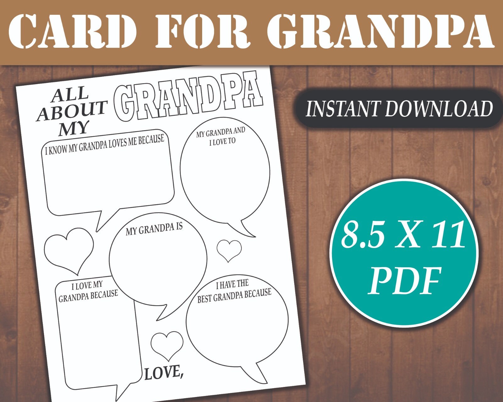 All About My Grandpa Printable Grandpa Day Activity Grand Dad ...