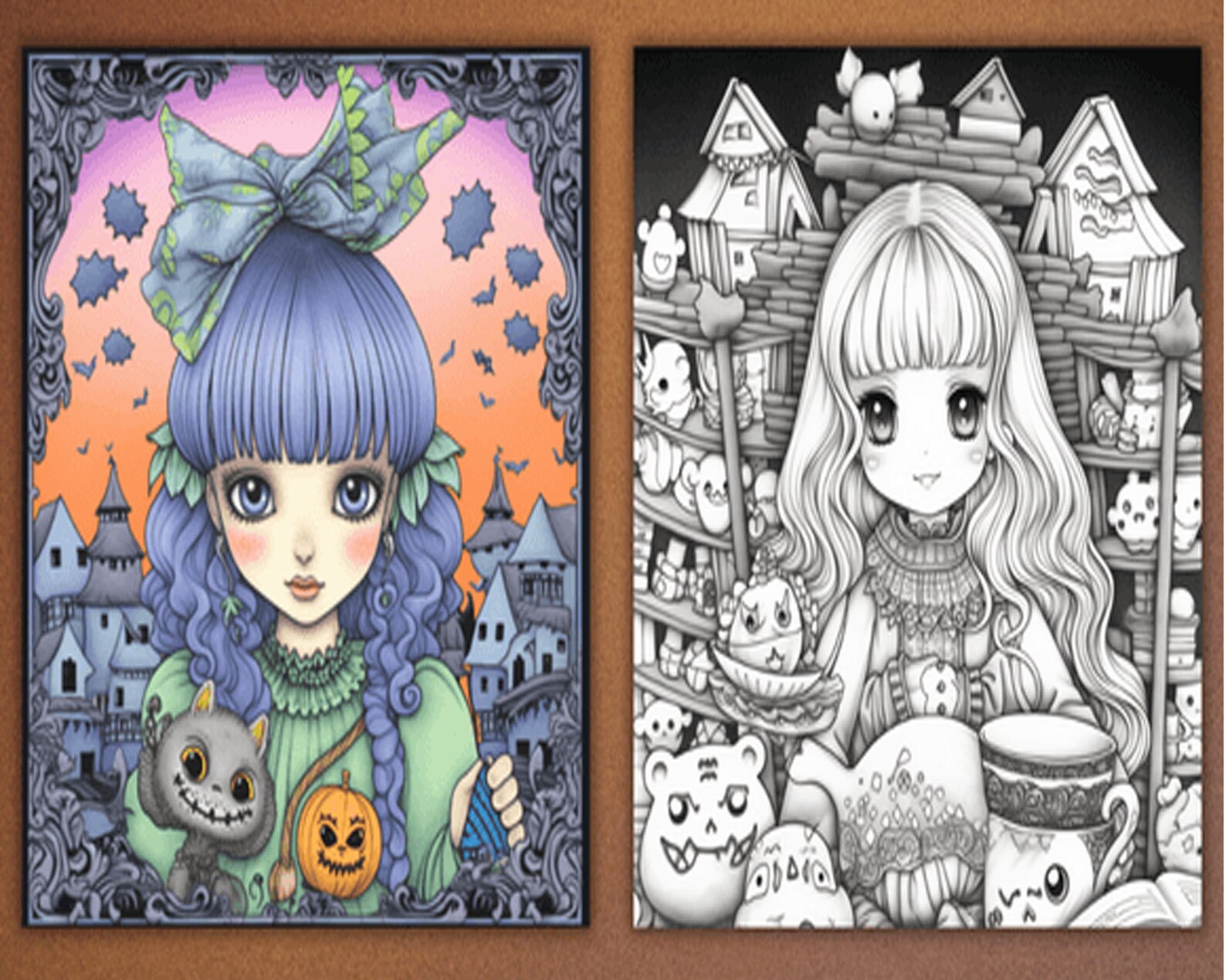 Spooky Girl Coloring Pages for Adults, Halloween Coloring Sheets ...