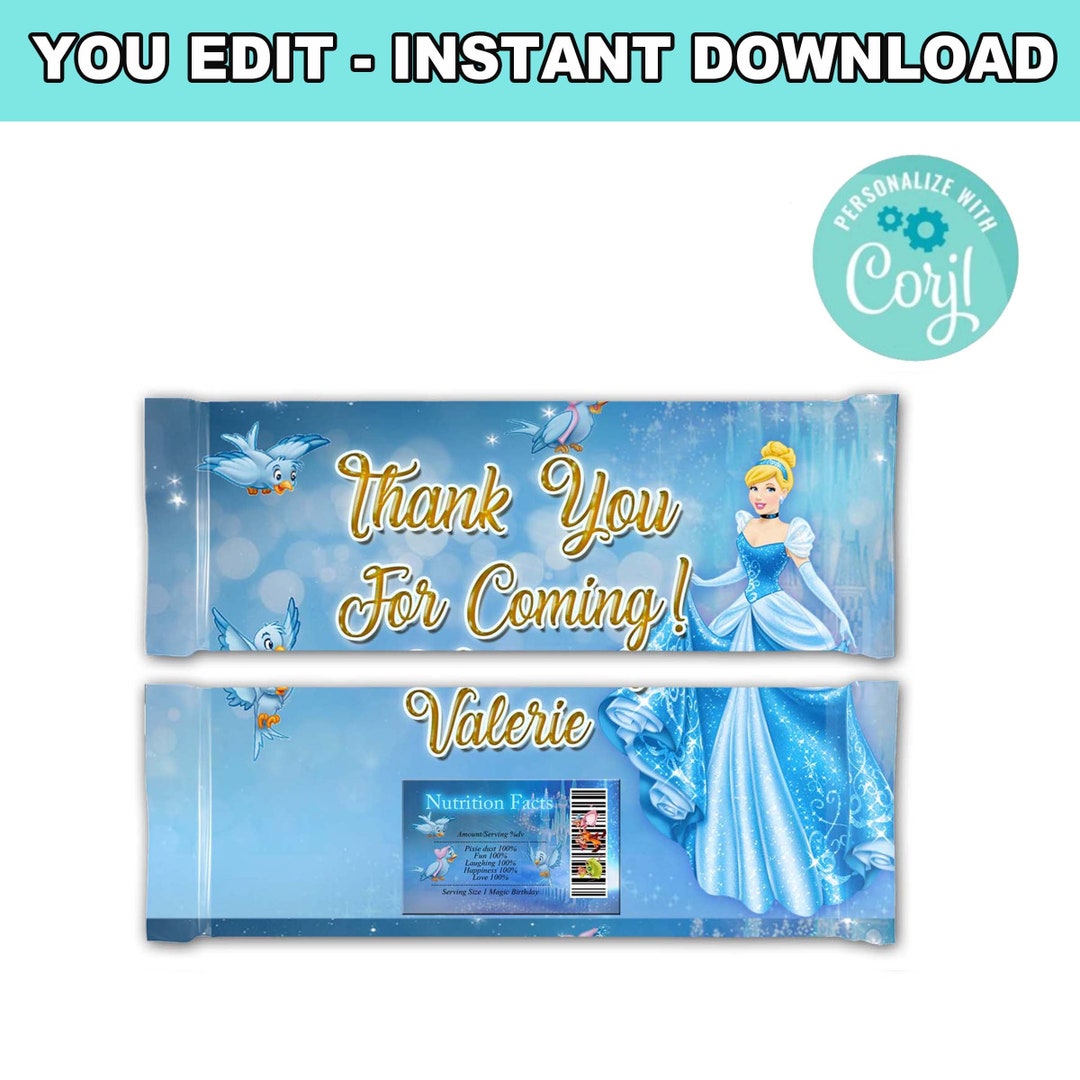 Cinderella Candy Bar Labels | Self-editing | Instant Download - Etsy