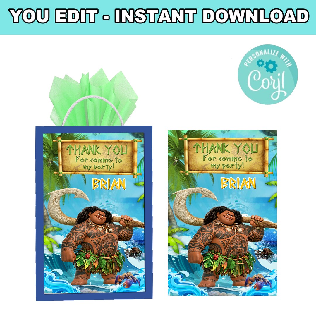 Maui Gift Favor Bag Label | Self-editing | Instant Download - Etsy