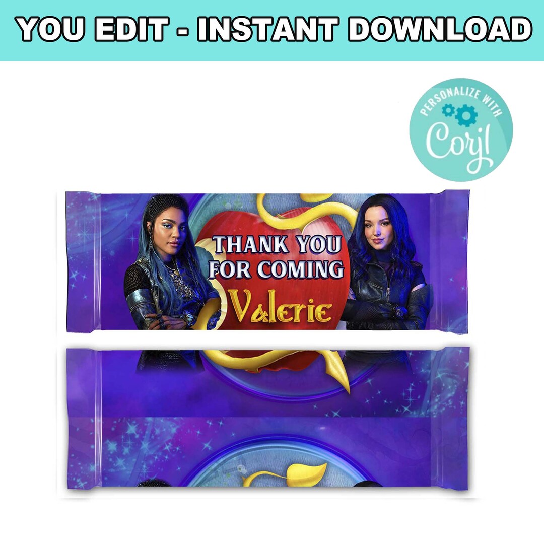Descendants Candy Bar Labels | Self-editing | Instant Download - Etsy