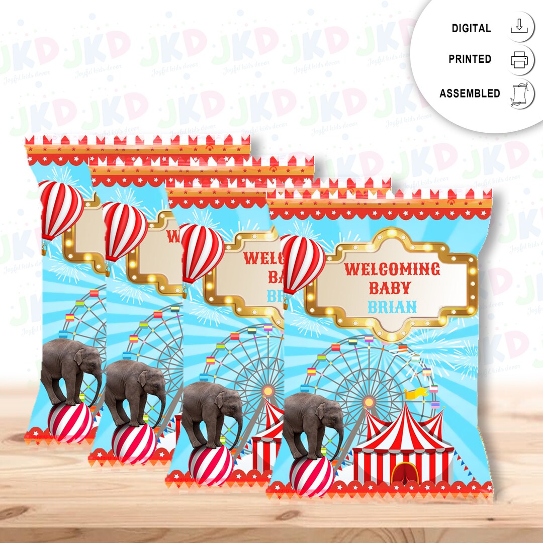 Circus Chip Bags Label for Kids Birthday Party Favor Decor, Stickers or ...