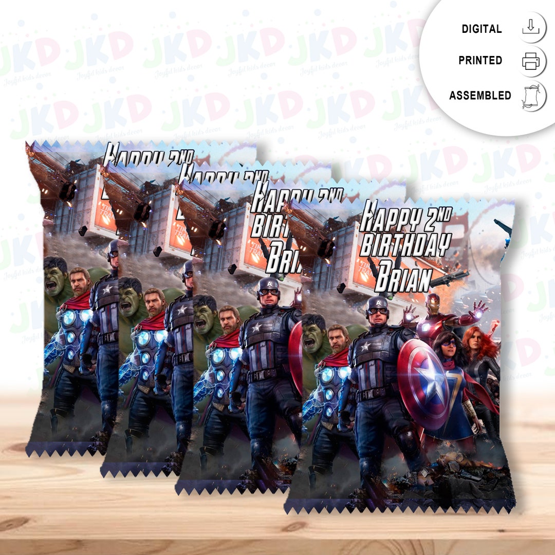 Avengers Chip Bags Label for Kids Birthday Party Favor Decor, Stickers ...