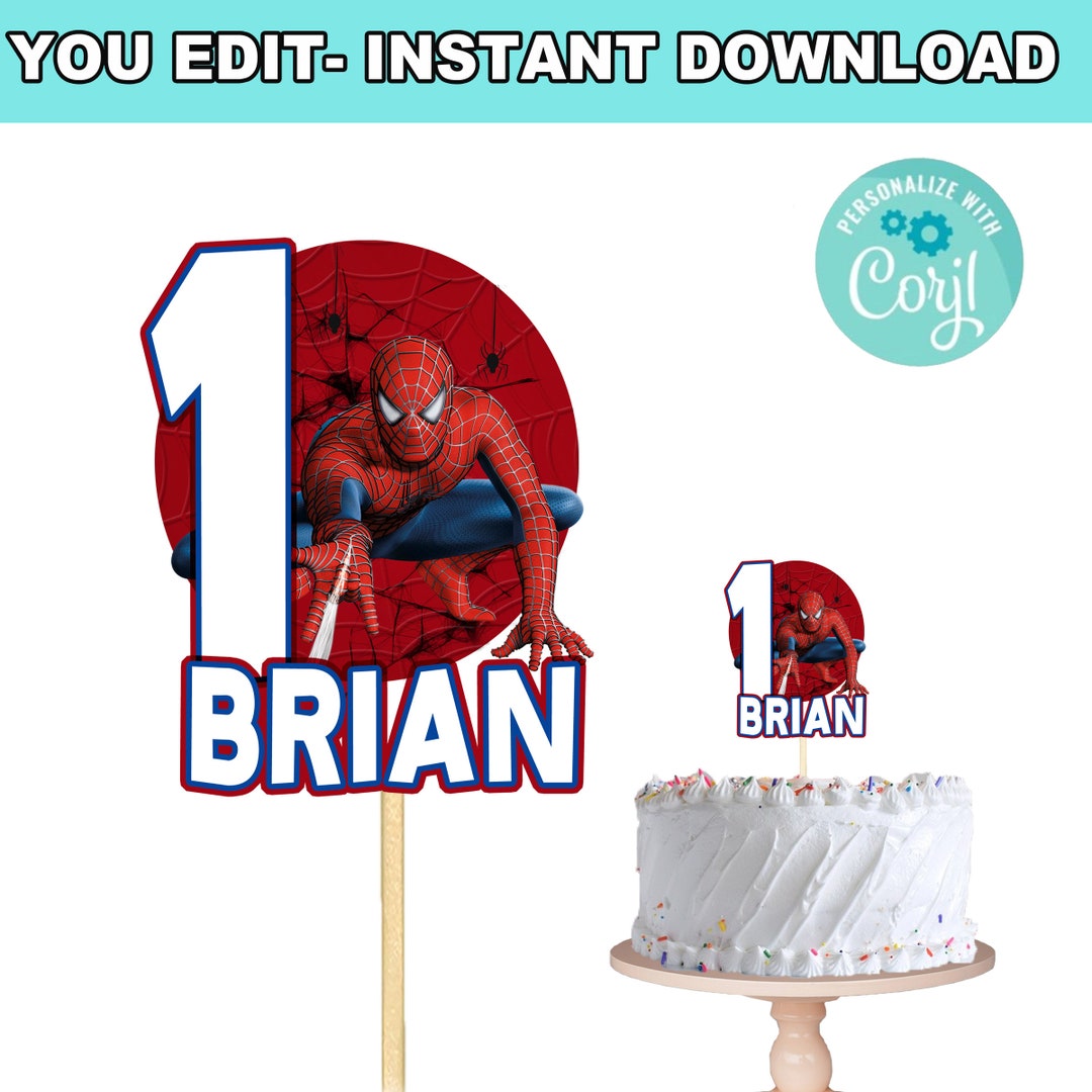 Spiderman Cake Topper | Self-editing | Instant Download - Etsy