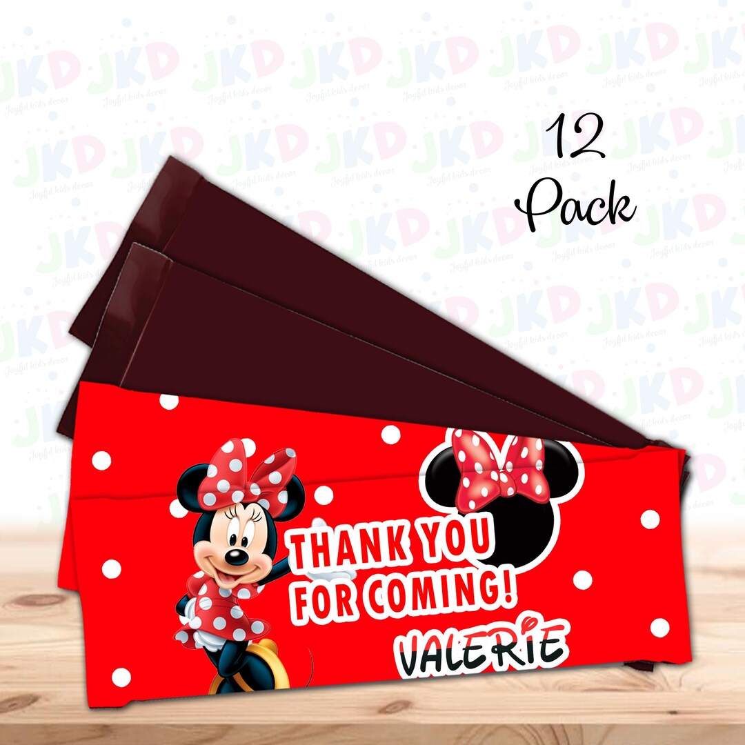 Minnie Mouse Red Candy Bar Labels for Party Decor Chocolate Birthday ...
