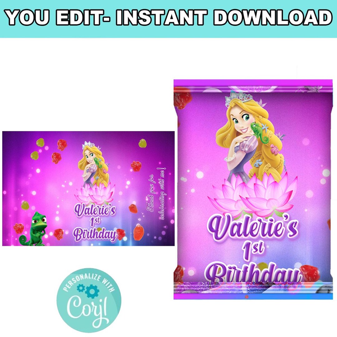 Tangled Fruit Snack Wrapper Labels Instant Download Self-editable ...