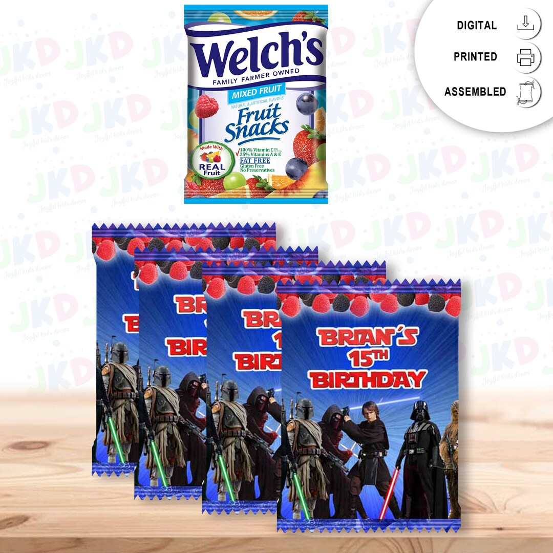 Star Wars Fruit Snack Label Sticker for Kids Birthday Party Favor Decor ...