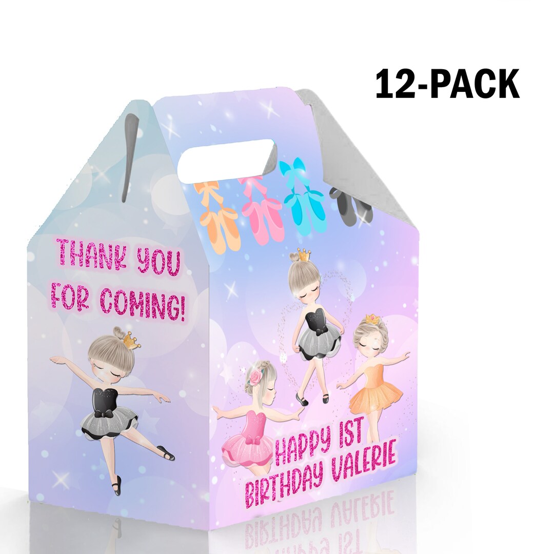 Ballerina Candy Gable Box for Birthday Party Favors 12 Pack - 4.4x4.5in ...