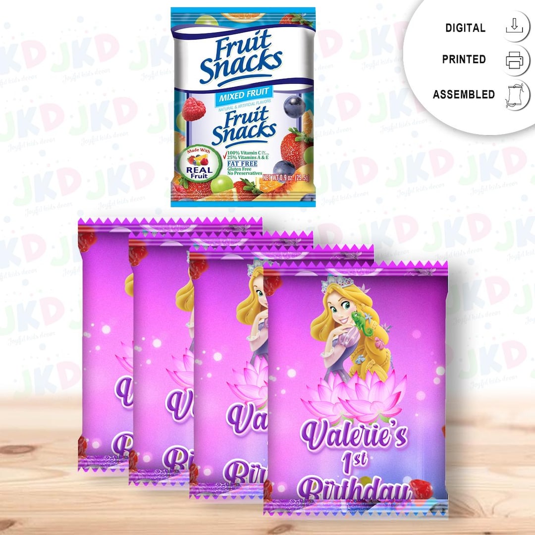 Tangled Fruit Snack Label Sticker for Kids Birthday Party Favor Decor ...