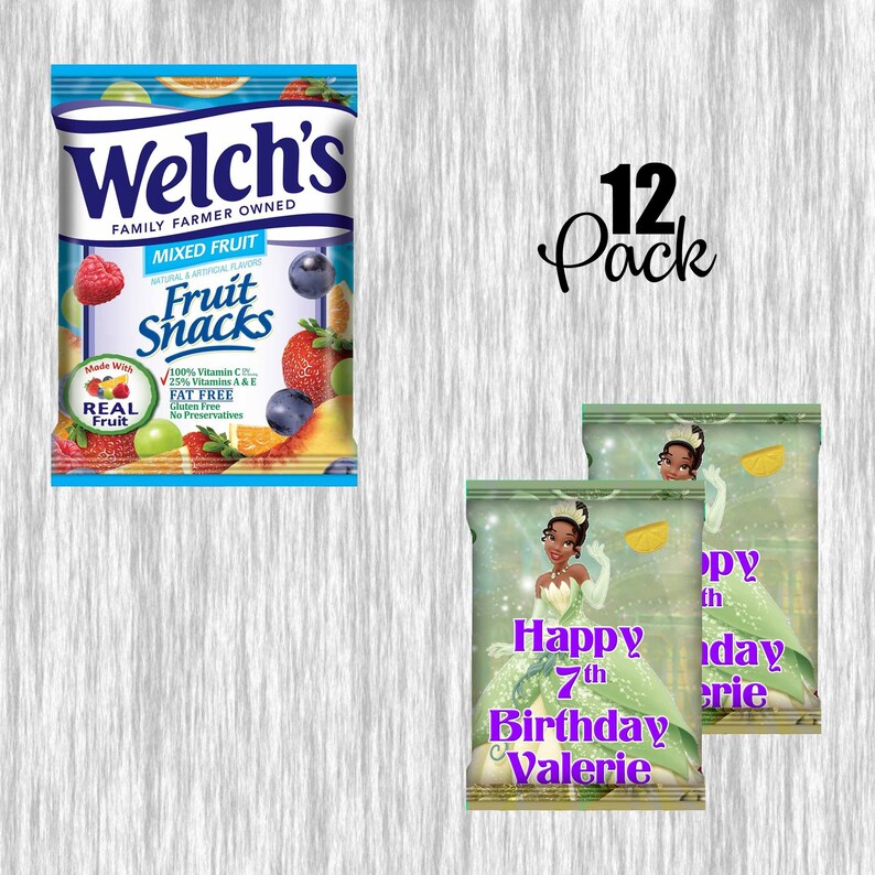 Tiana Fruit Snack Label Sticker for Kids Birthday Party Favor Decor ...