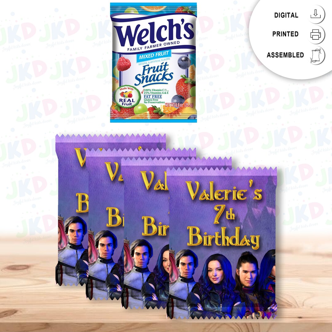 Descendants Fruit Snack Label Sticker for Kids Birthday Party Favor ...