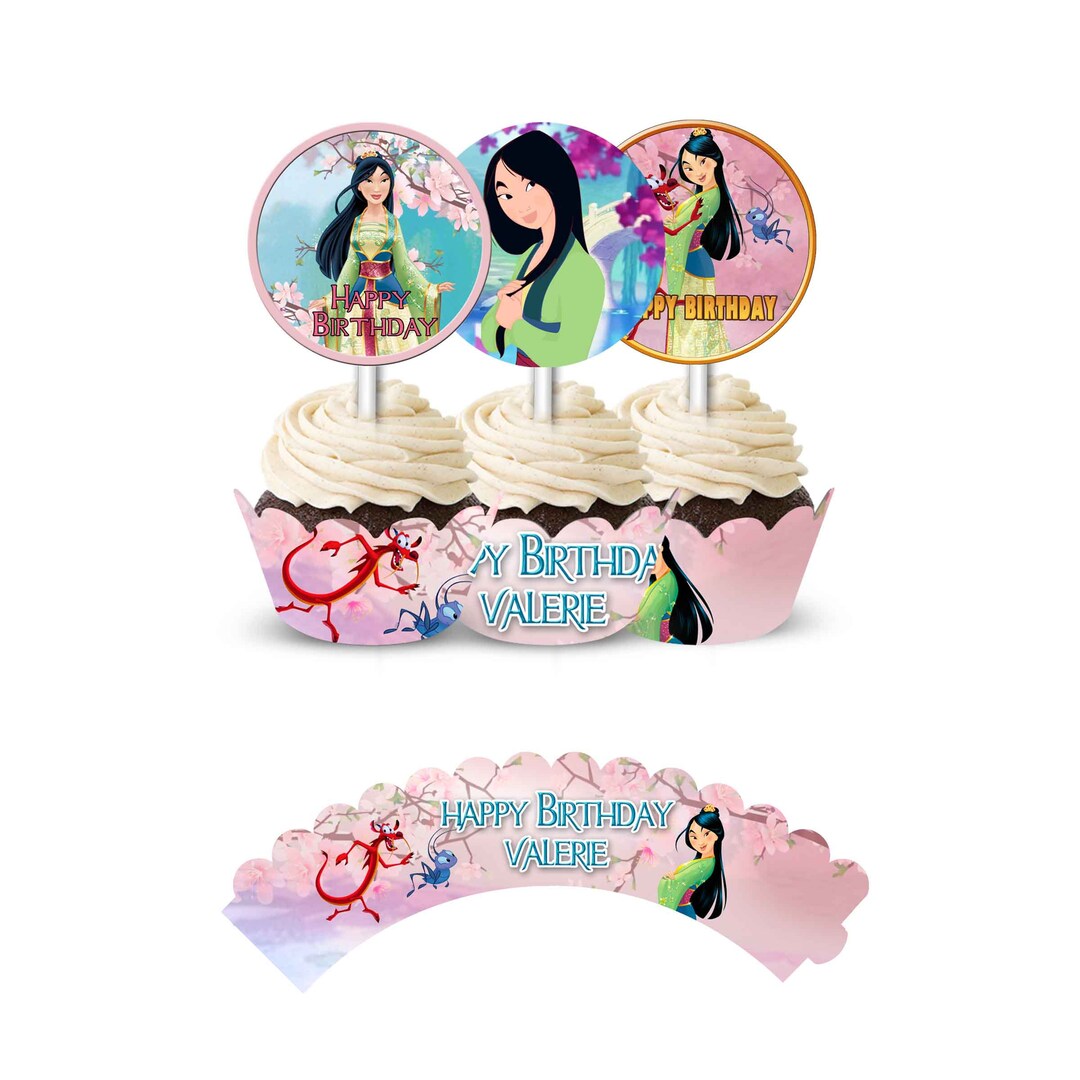 Mulan Cupcake Wrapper and Topper for Birthday Party Decor - 12pack - Etsy