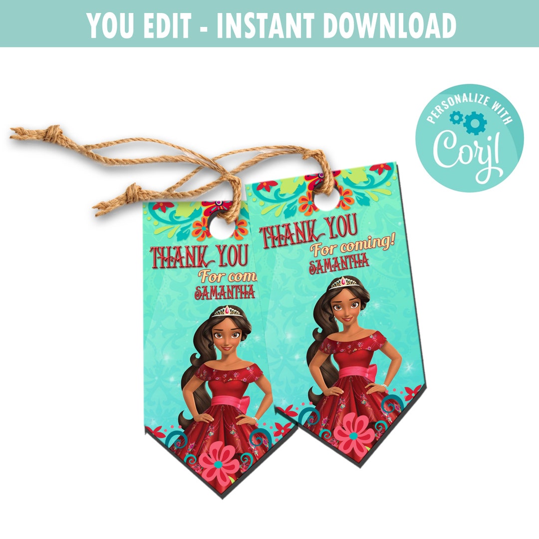 Elena of Avalor Favor Tags | Instant Digital Download | Self-editing - Etsy