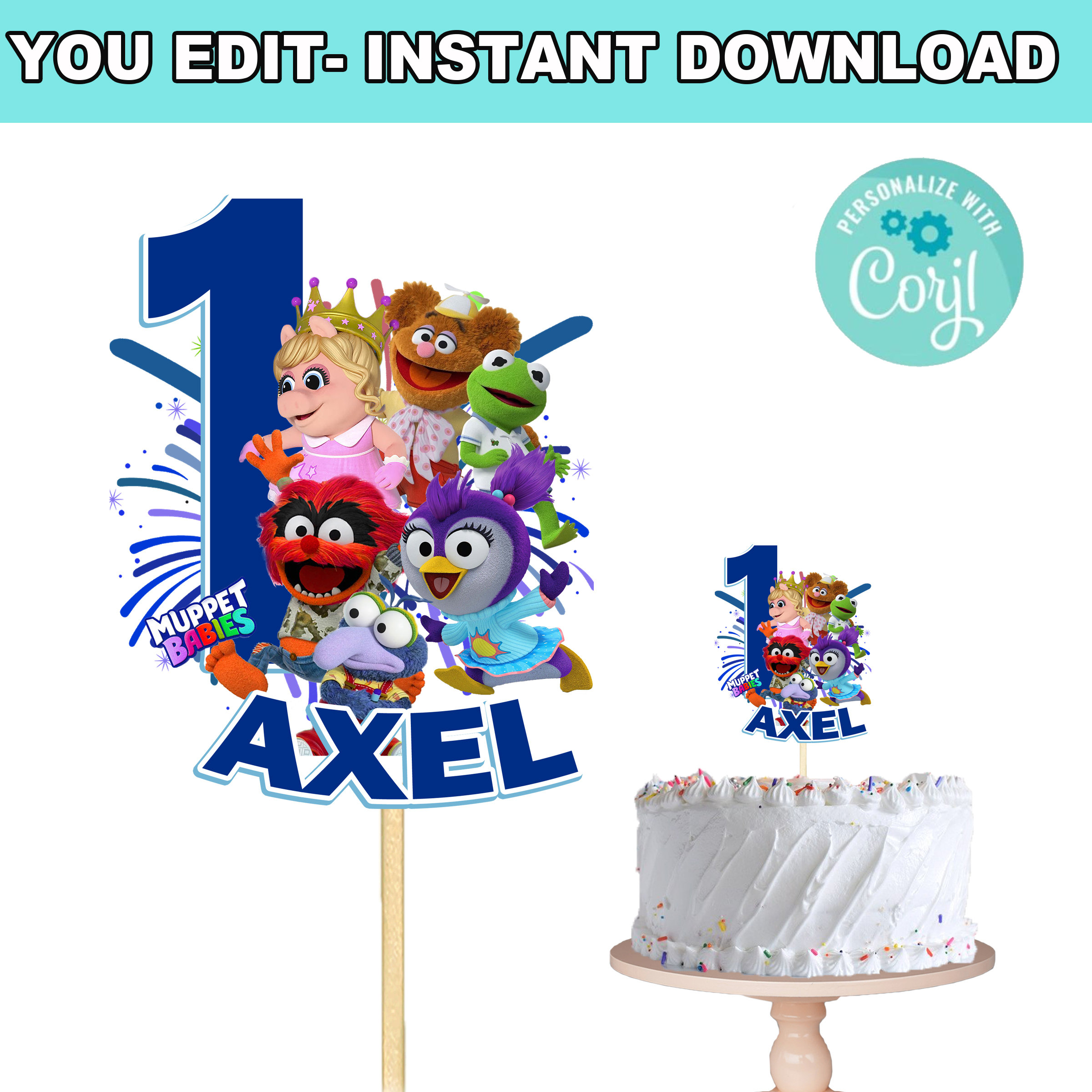 Muppet Babies Cake Topper | Self-editing | Instant Download - Etsy