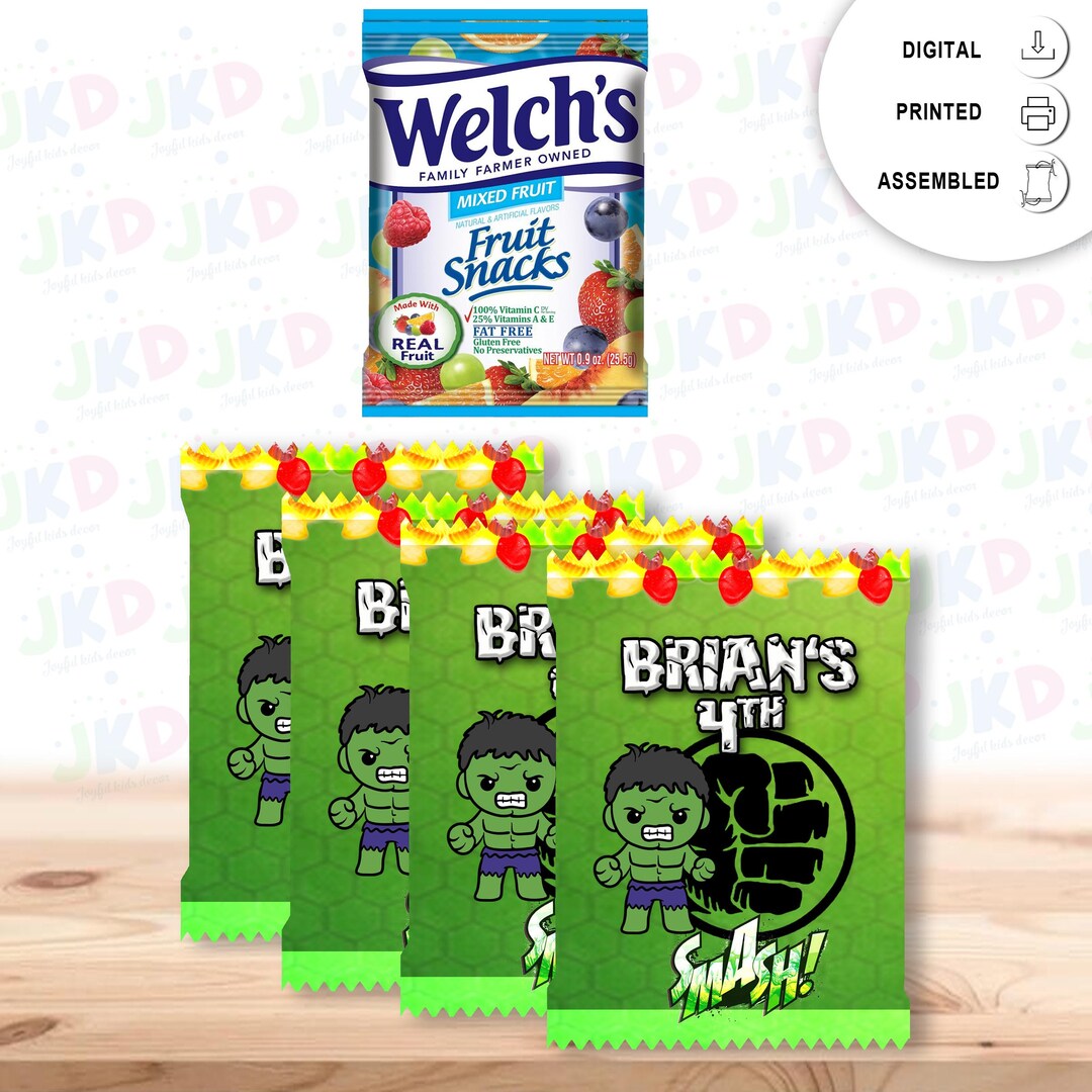 Baby Hulk Fruit Snack Label Sticker for Kids Birthday Party Favor Decor ...