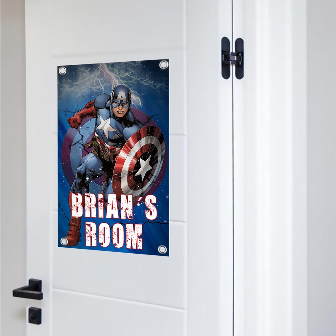 Captain America Sign Room Door Nursery Decor Gift for Boy Girl Grandson ...