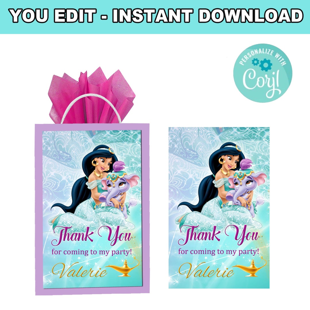 Jasmine Gift Favor Bag Label | Self-editing | Instant Download - Etsy