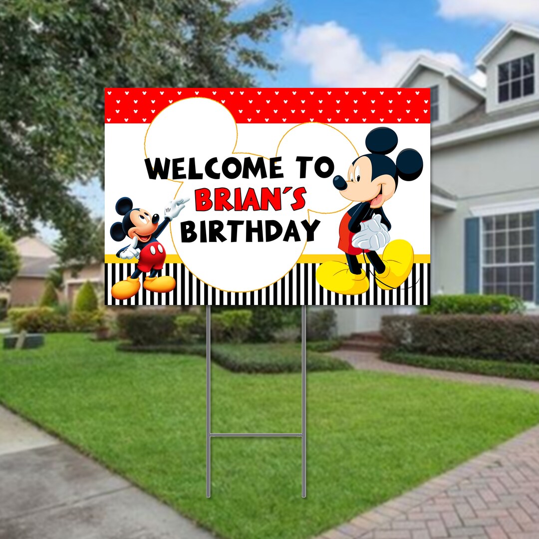 Mickey Mouse Yard Sign With Stake 18x12in Weatherproof - Etsy