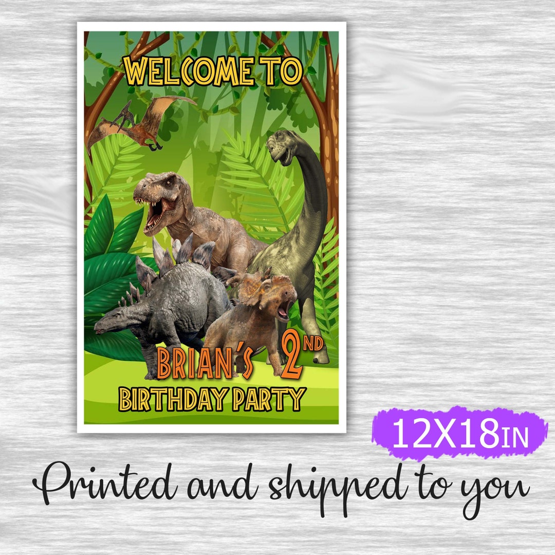 Dinosaurs Welcome Sign for Birthday Party Wall Door Decor - Hardcover ...