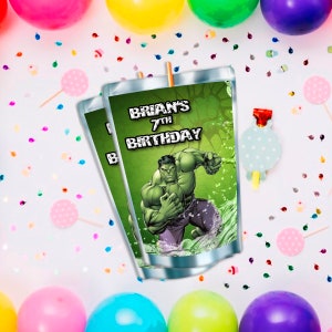 The Incredible Hulk Juice Pouch Label Sticker for Kids Birthday Party ...