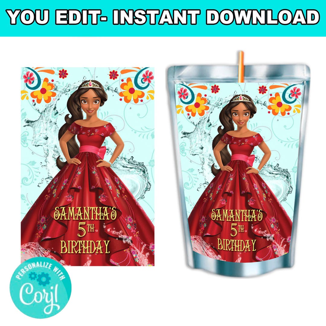 Elena of Avalor Digital Juice Pouch Labels Instant Download Self ...