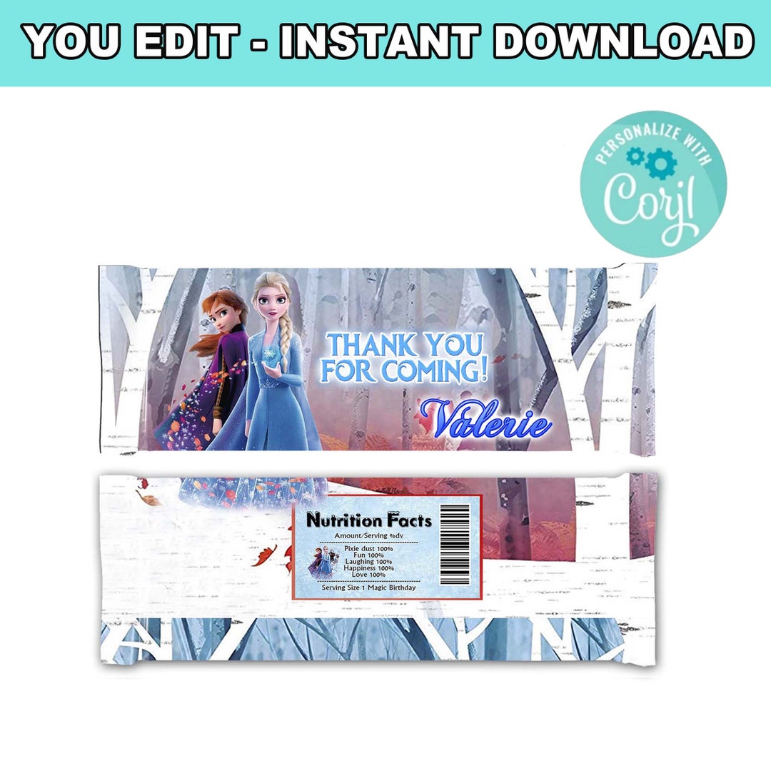 Frozen 2 Candy Bar Labels | Self-editing | Instant Download - Etsy