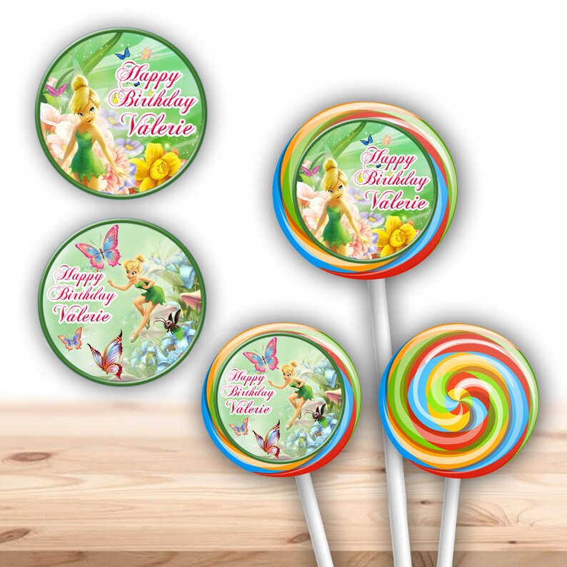 Tinker Bell Round Stickers Instant Download Editable With - Etsy