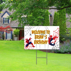 Spiderman Yard Sign for Birthday Party Decor Weatherproof Stake ...