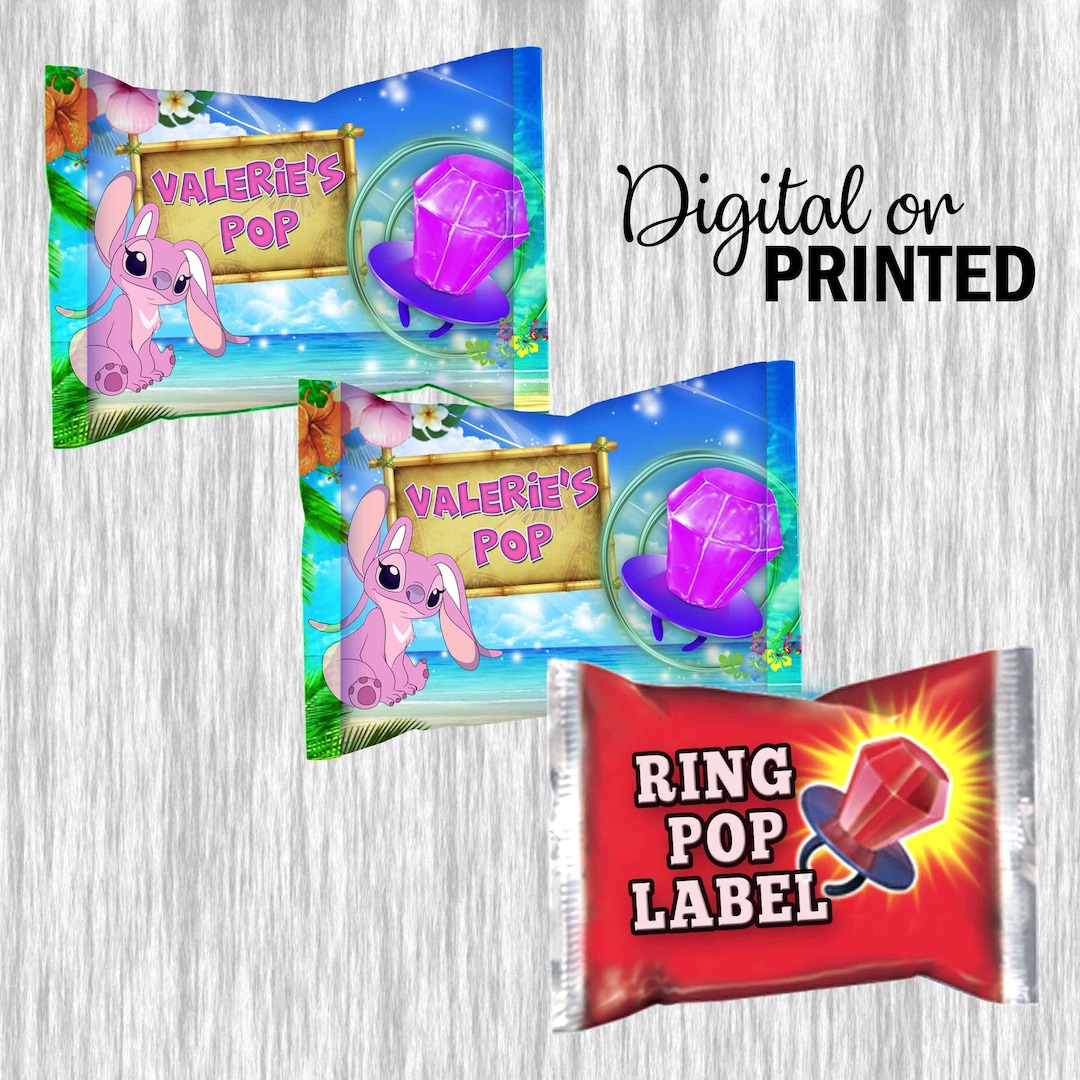 Stitch Ring Pop Label Sticker for Birthday Party Candy Favor Digital ...