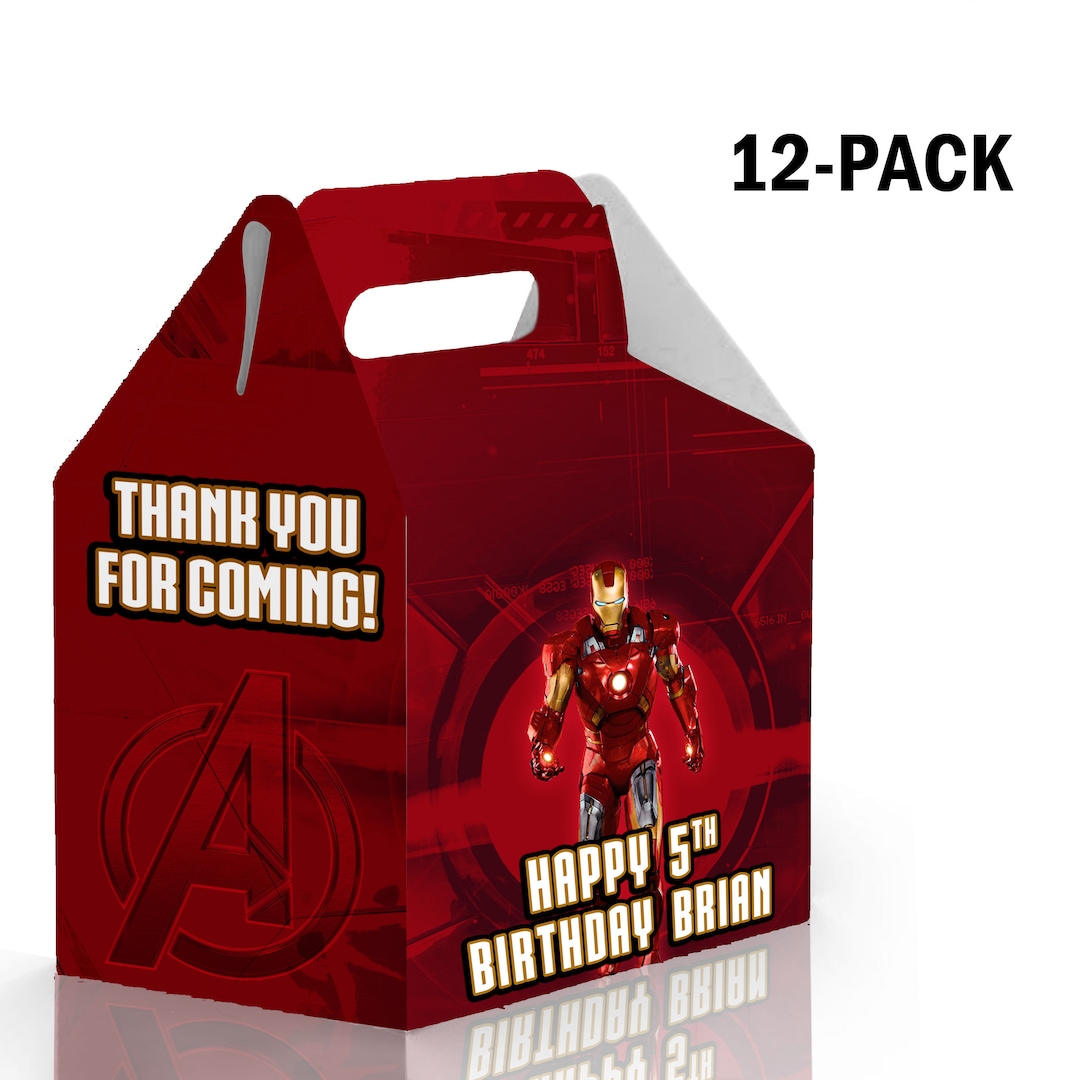 Iron Man Candy Gable Box for Birthday Party Favors 12 Pack - 4.4x4.5in ...