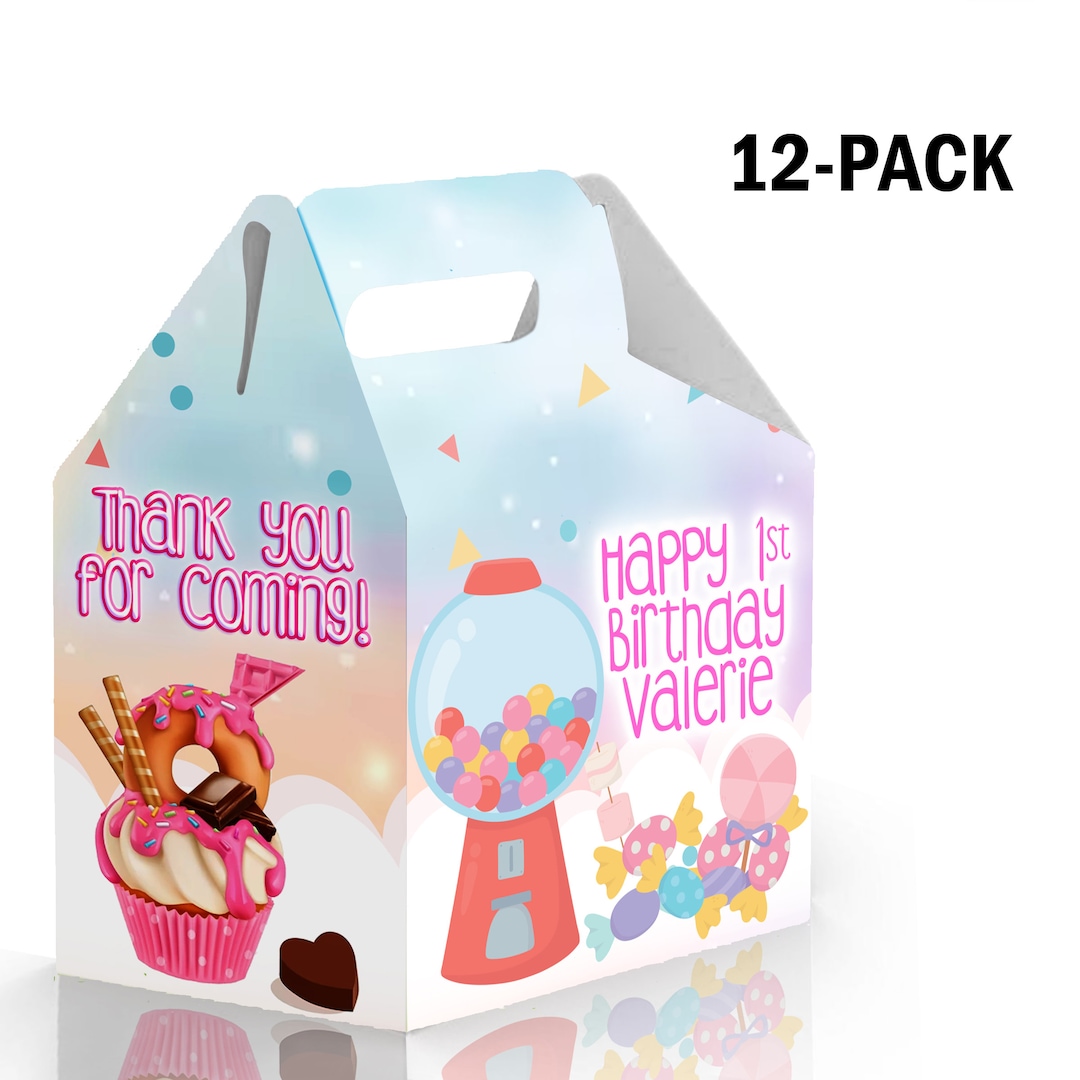 Candyland Candy Gable Box for Birthday Party Favors 12 Pack - 4.4x4.5in ...