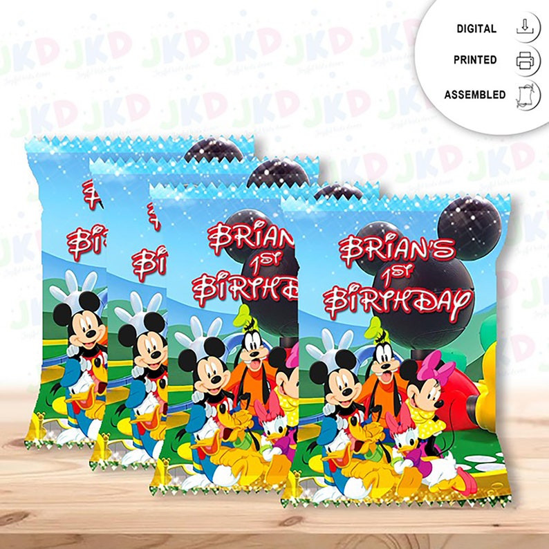 Mickey Mouse Club House Chip Bags Label for Kids Birthday Party Favor ...