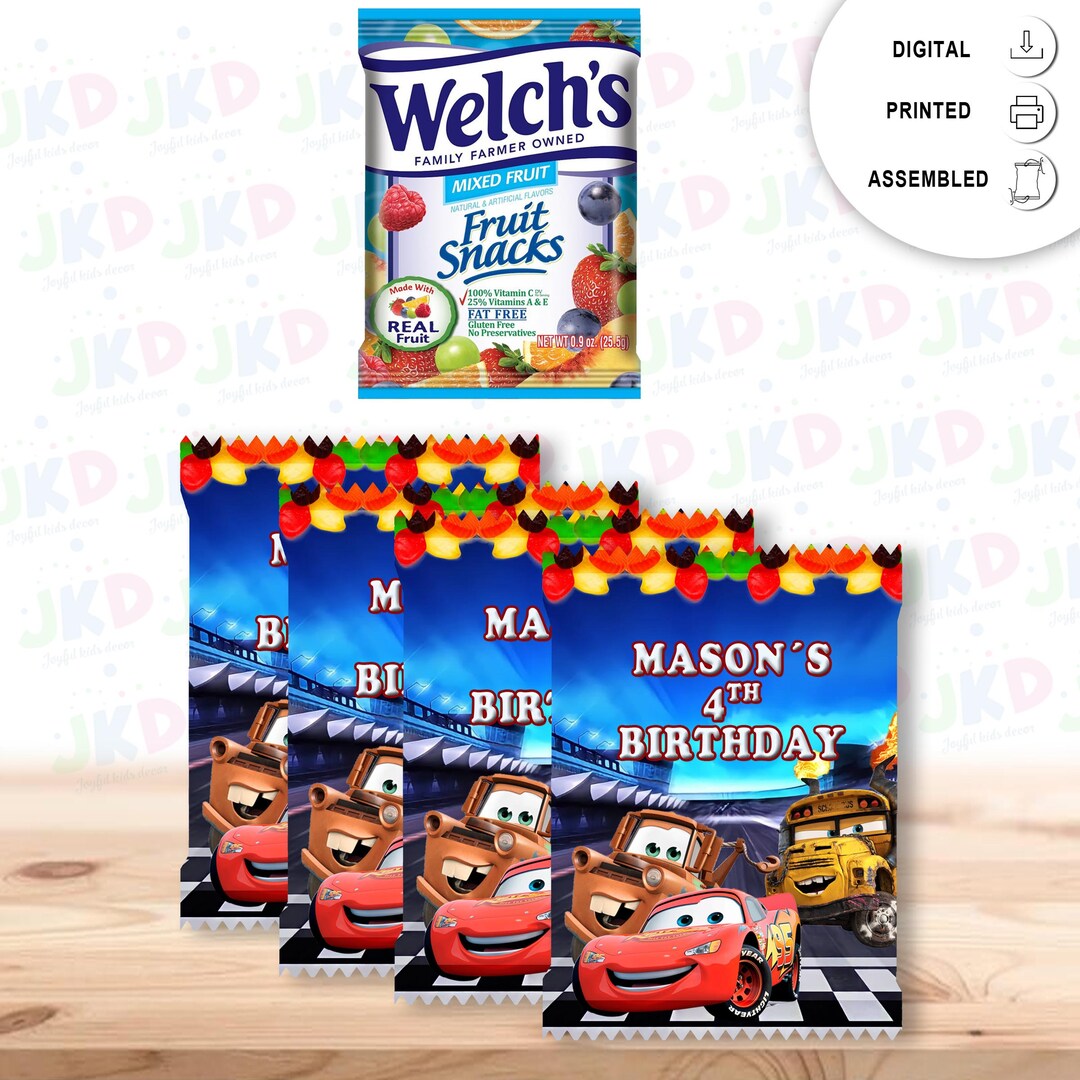 Cars Fruit Snack Label Sticker for Kids Birthday Party Favor Decor ...